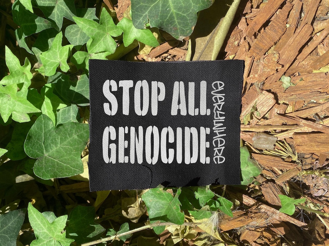 STOP GENOCIDE Denim Jacket Patch Crust Punk Political Leftist Screen ...