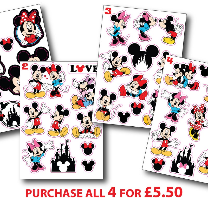 Mickey and Minnie Mouse Stickers - Etsy