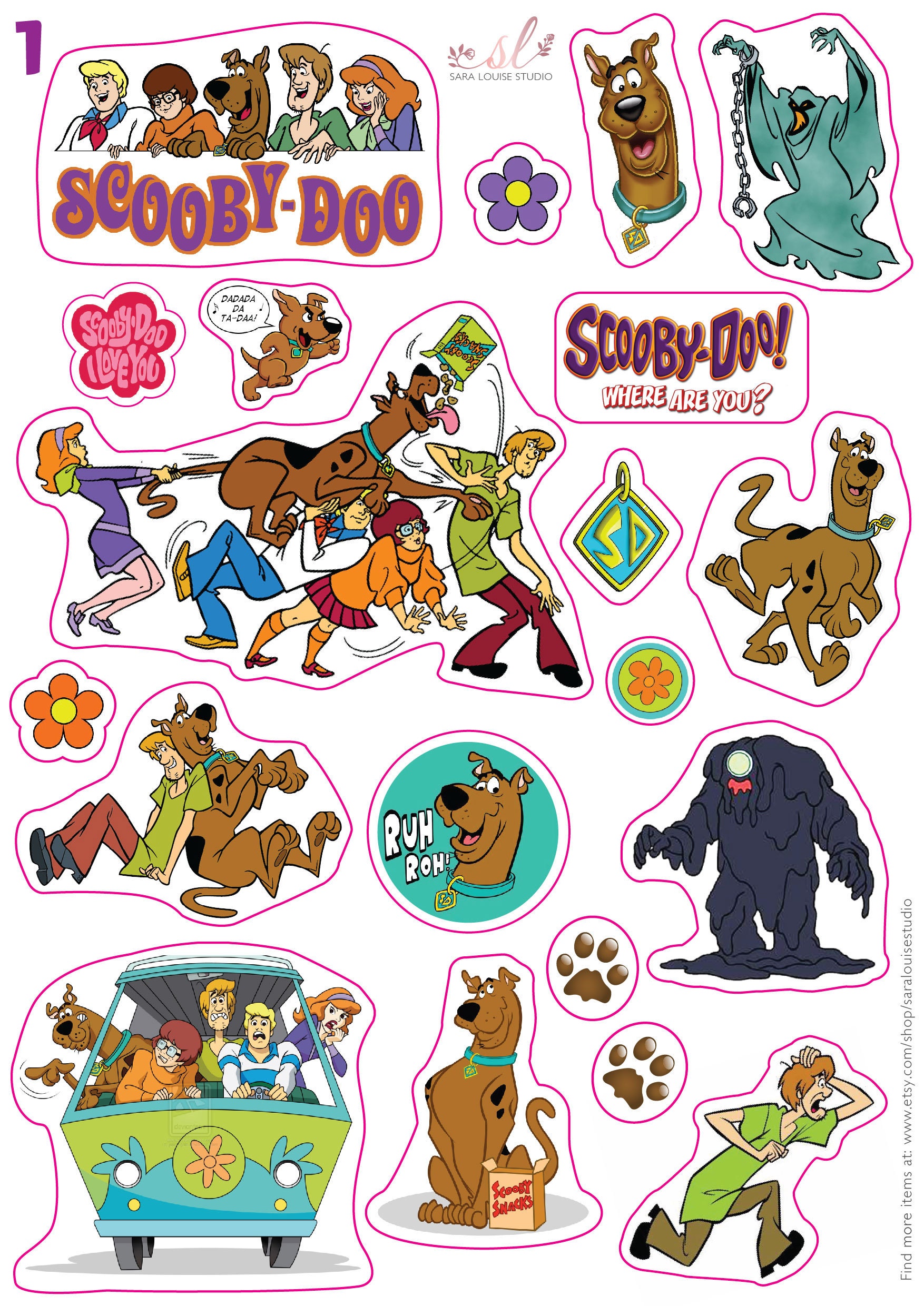 Scooby Doo Stickers Waterproof Vinyl Stickers Sticker Etsy