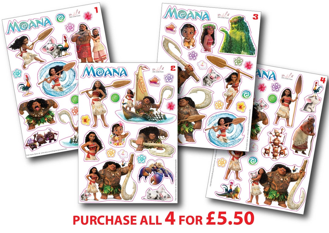 Disney Moana Stickers - Waterproof Vinyl Stickers - Sticker Sheet ...