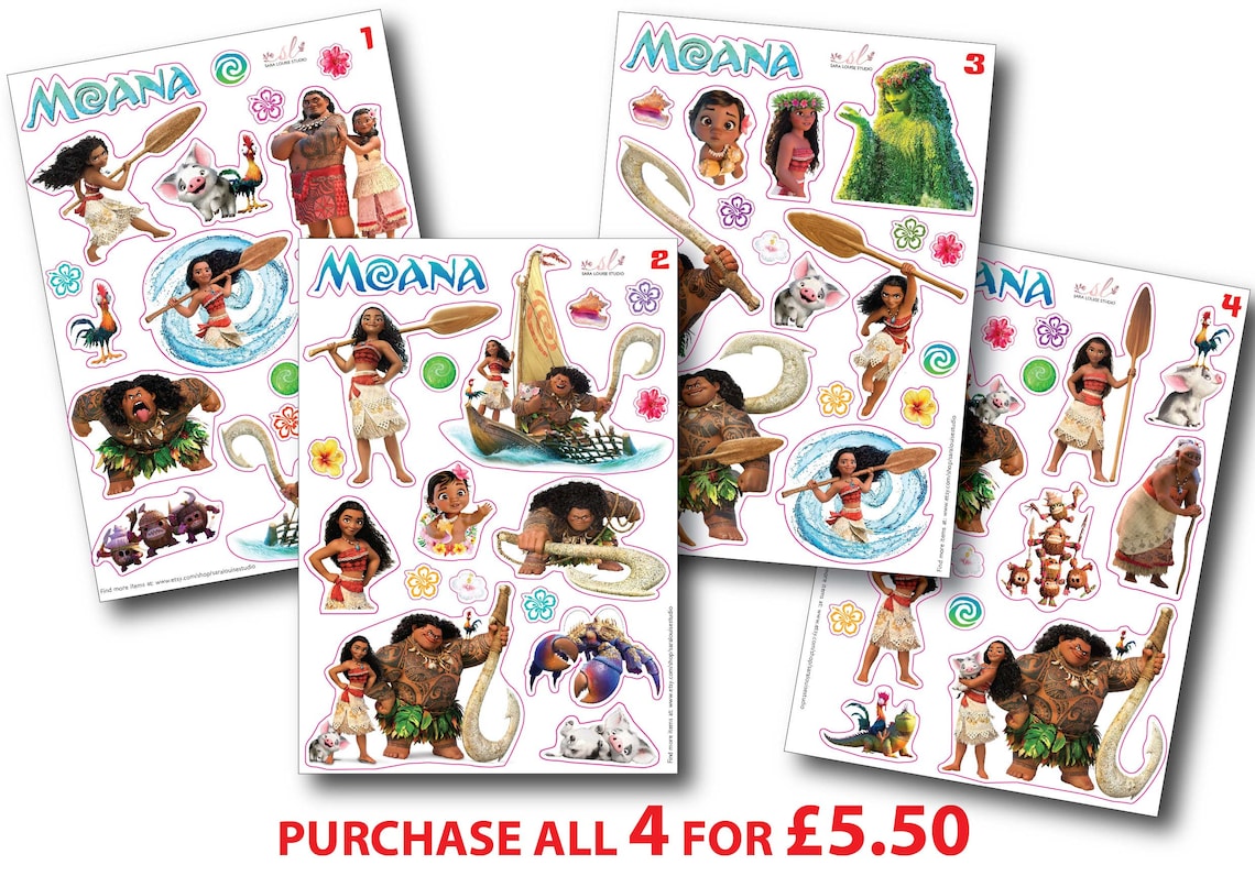 Disney Moana Stickers - Waterproof Vinyl Stickers - Sticker Sheet ...