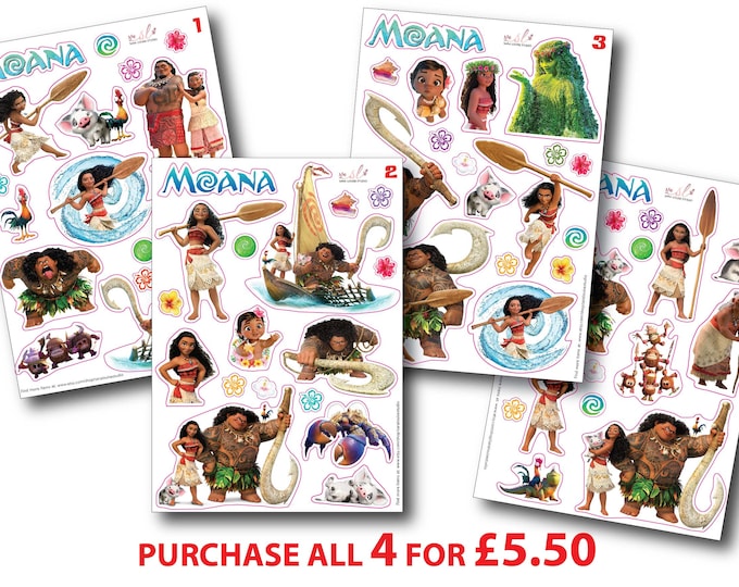 Disney Moana Stickers Waterproof Vinyl Stickers Sticker Sheet ...