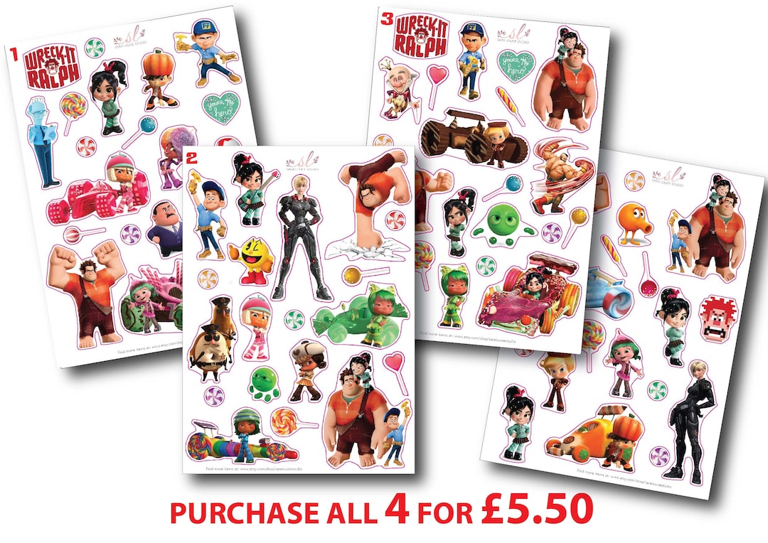 Wreck It Ralph Stickers: Waterproof Vinyl Decal Sheet - Etsy