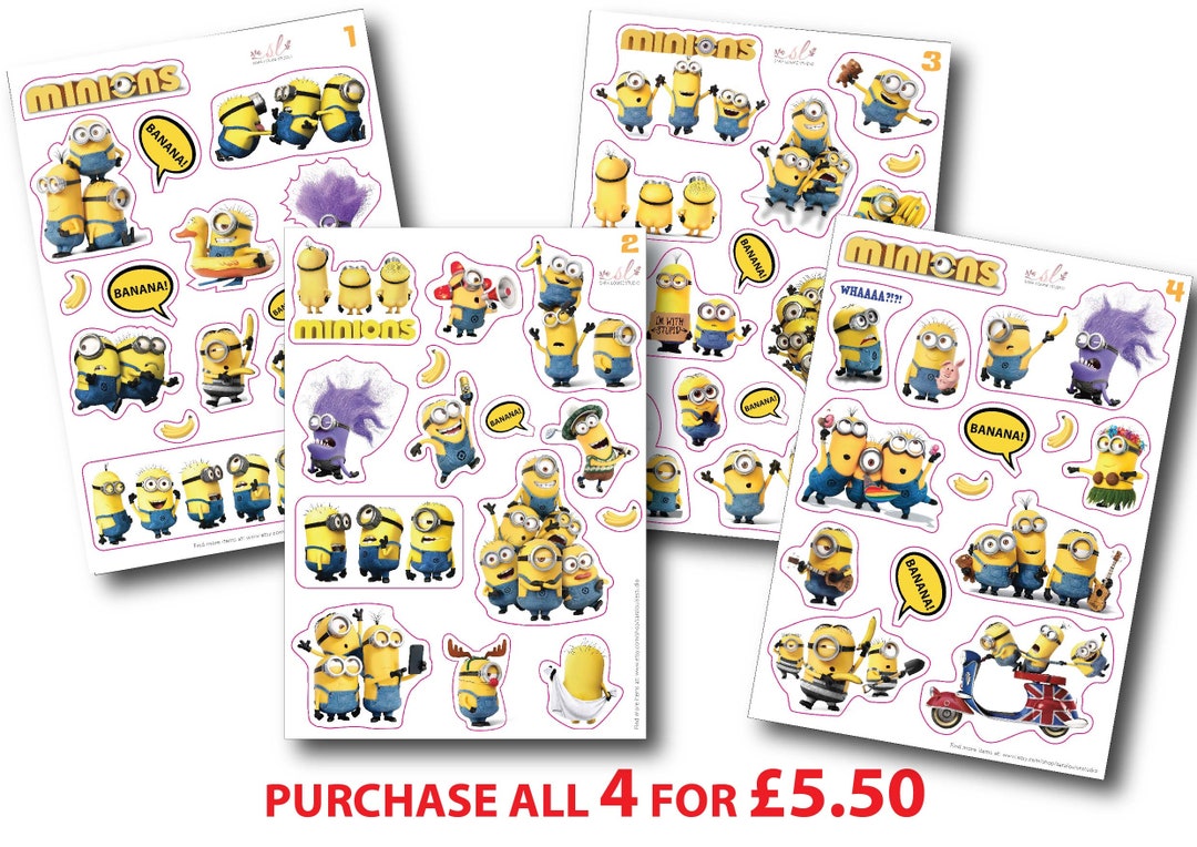 Minions Stickers - Disney - Waterproof Vinyl Stickers - Sticker Sheet ...