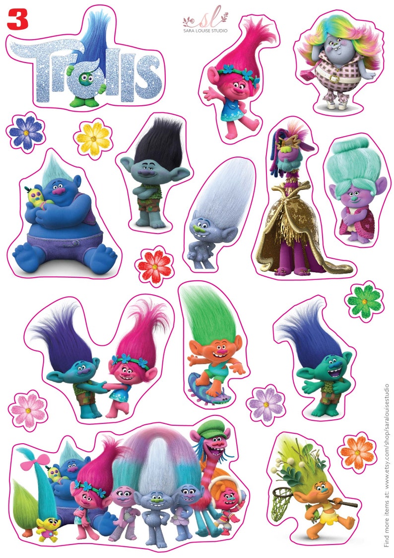 Trolls Stickers - Disney Labels - Waterproof Vinyl Stickers - Sticker ...