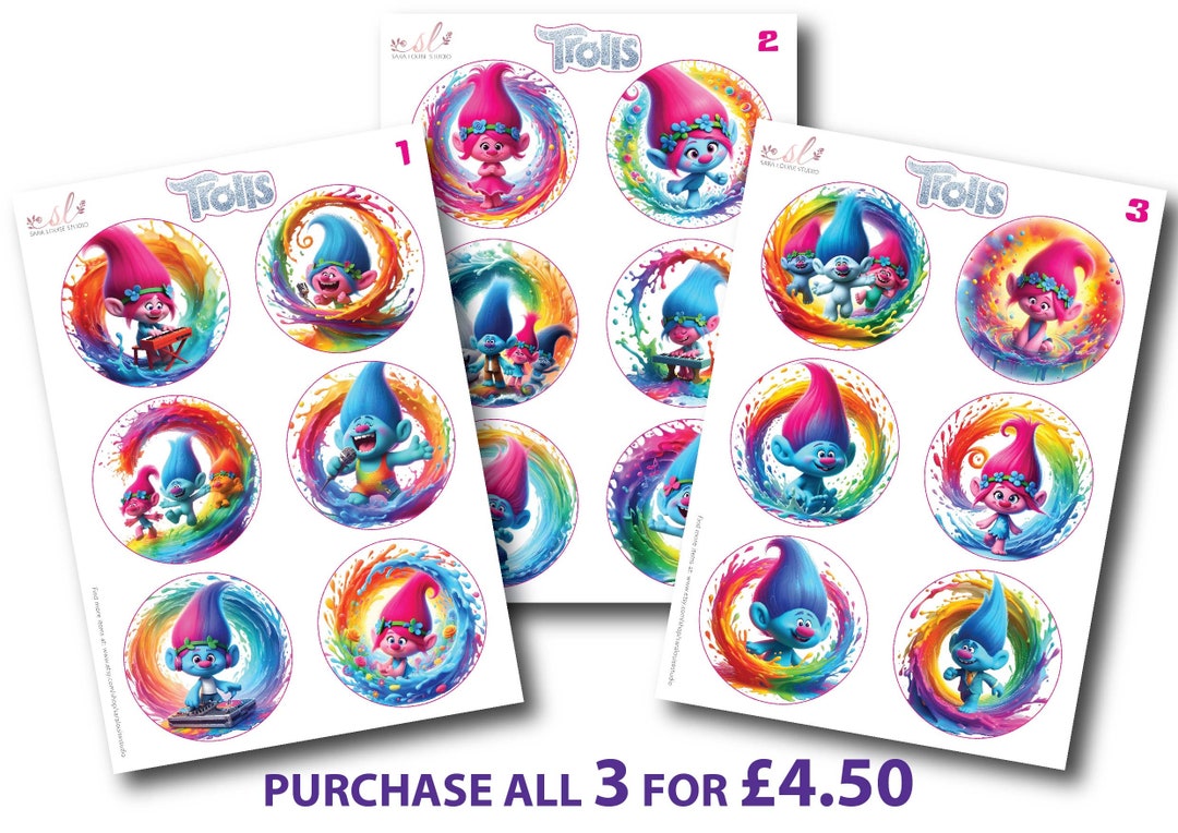 Trolls Stickers - Disney Labels - Waterproof Vinyl Stickers - Sticker ...