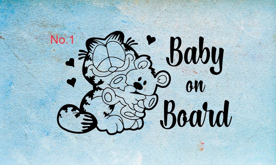 Garfield Car Sticker Baby on Board Sticker Cute Label Car Window ...