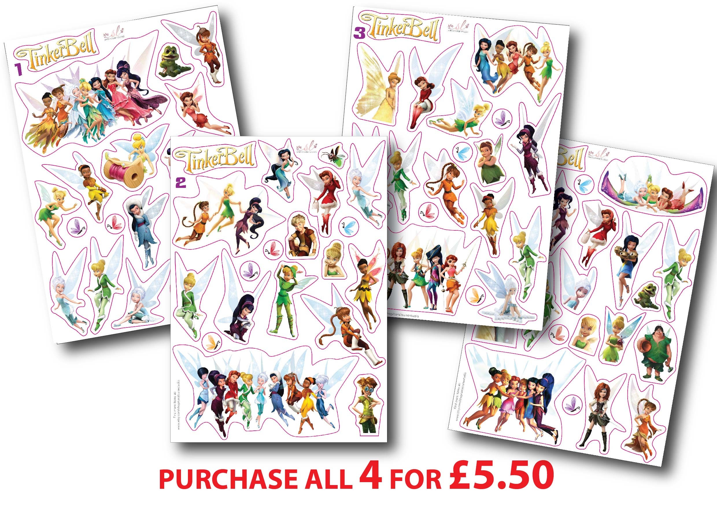 Tinkerbell & Friends Stickers Waterproof Vinyl Stickers - Etsy UK