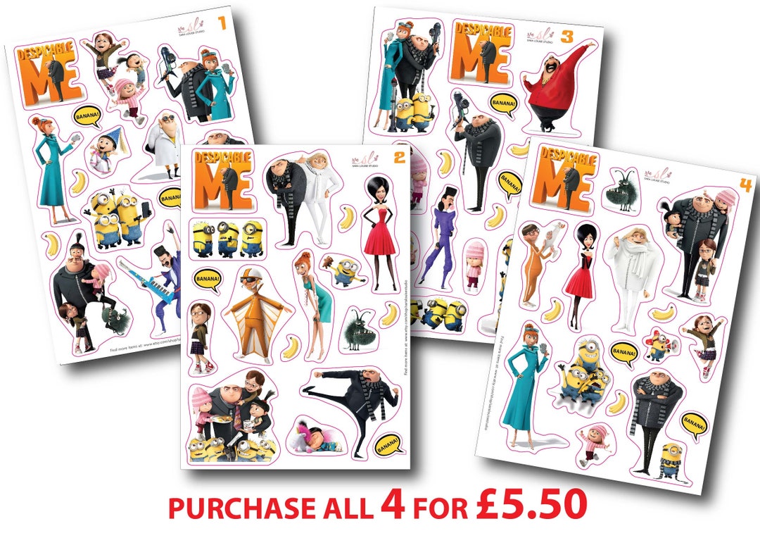 Disney Despicable Me Stickers - Disney - Waterproof Vinyl Stickers ...
