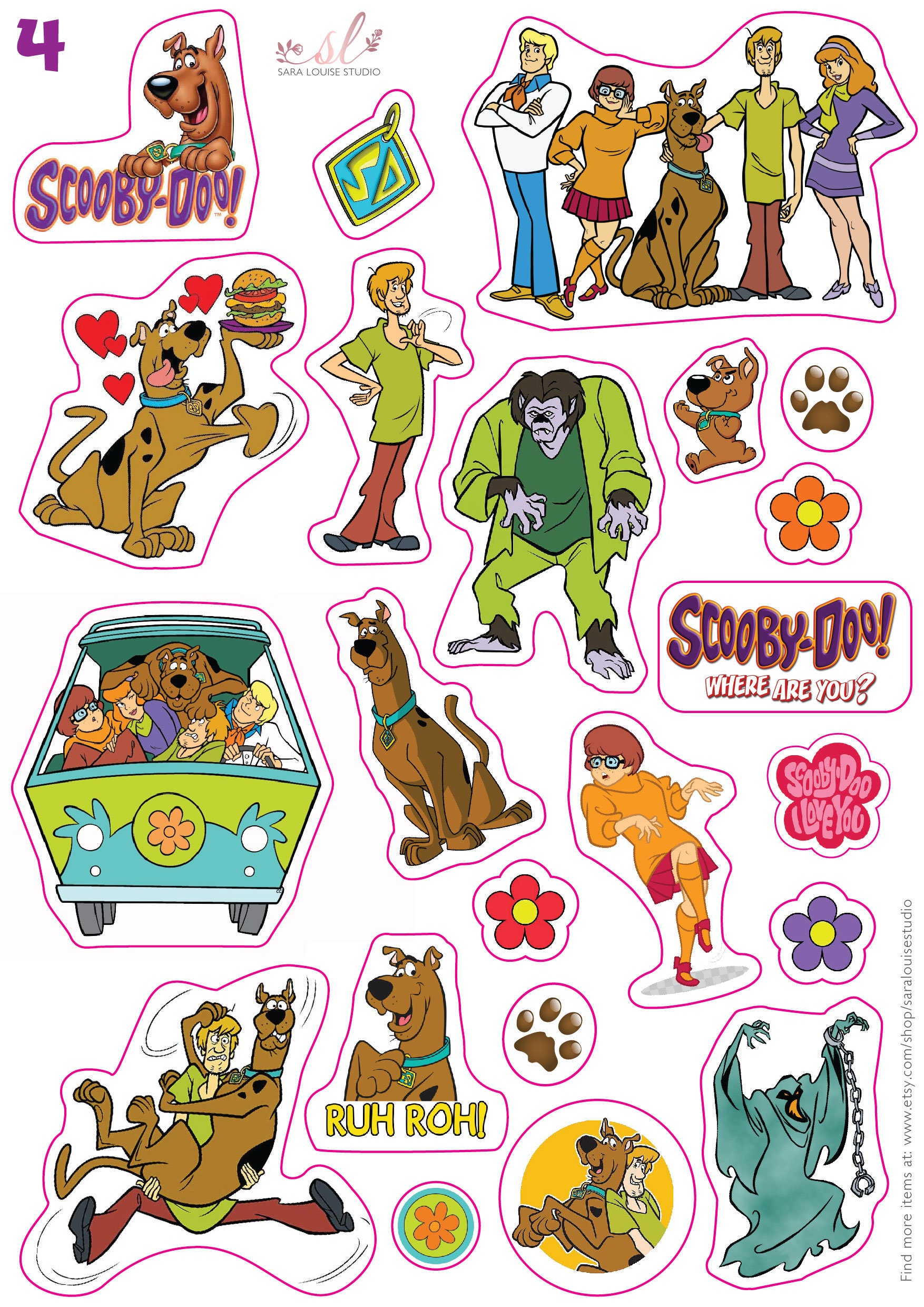 Scooby Doo Stickers Waterproof Vinyl Stickers Sticker Etsy
