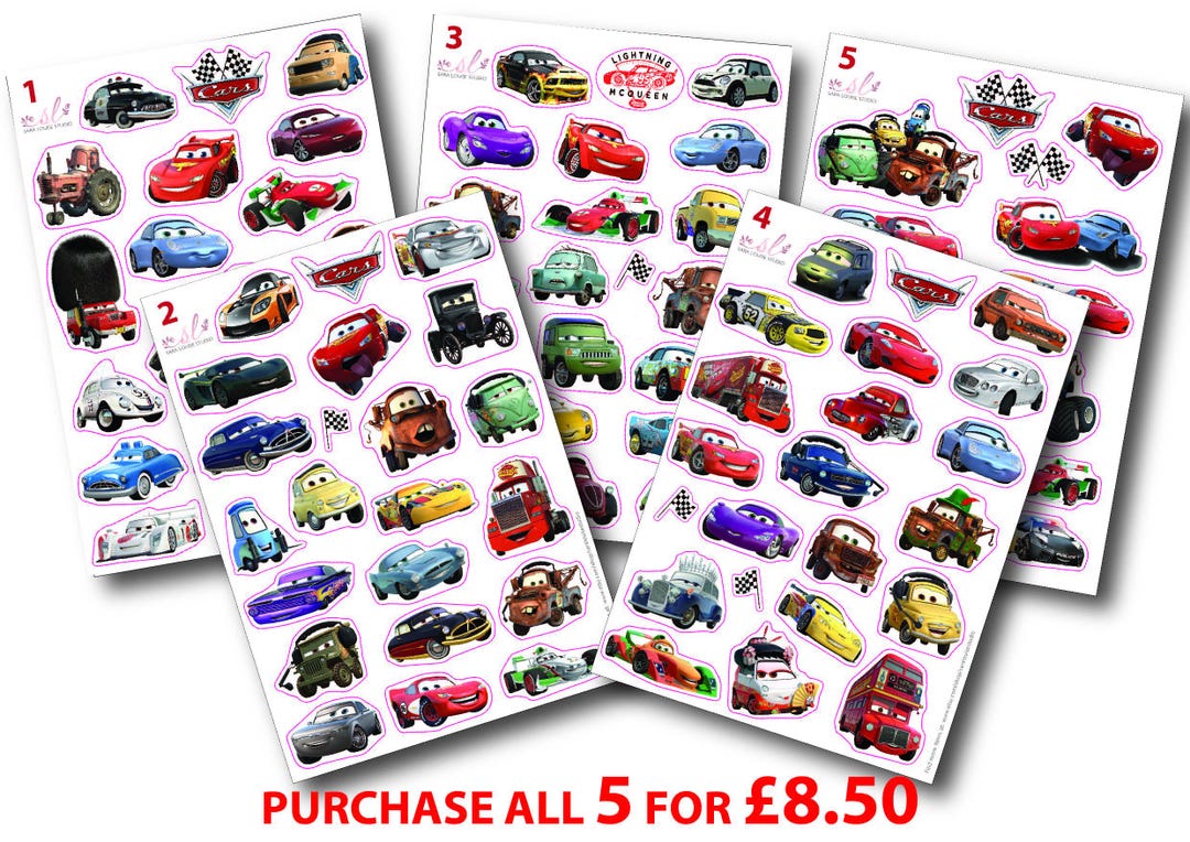 Disney Cars Stickers - Waterproof Vinyl Stickers - Sticker Sheet ...