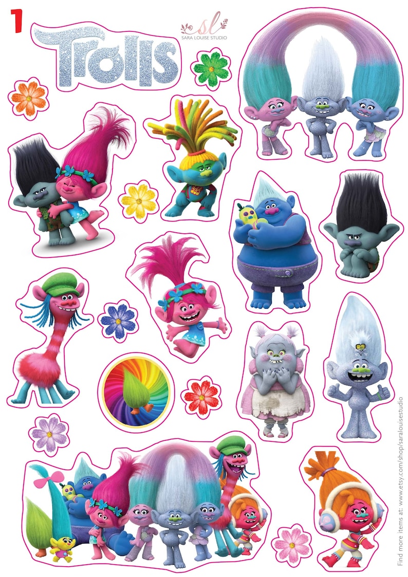 Trolls Stickers - Disney Labels - Waterproof Vinyl Stickers - Sticker ...
