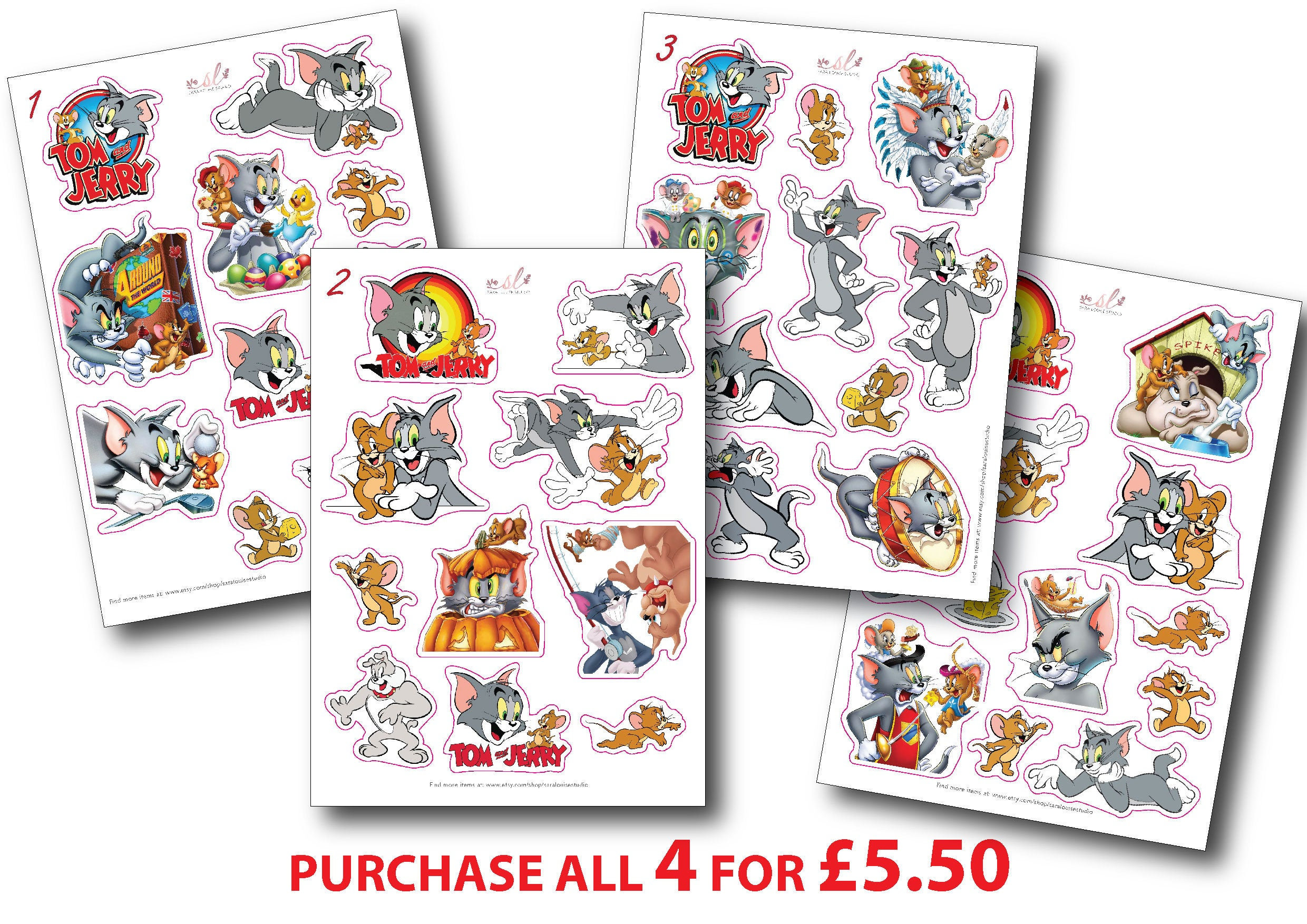 Buy Tom & Jerry Stickers Waterproof Vinyl Stickers Sticker Online in ...