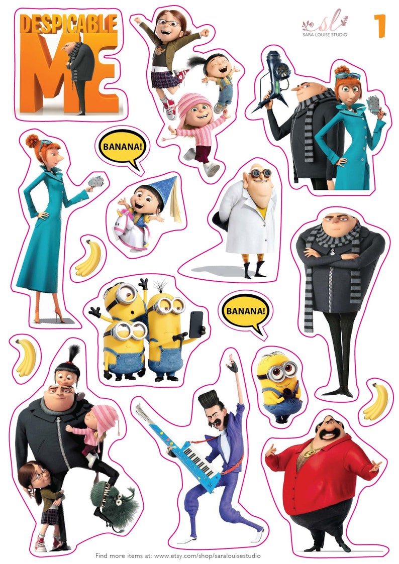 Despicable Me Minions Stickers: Waterproof Vinyl Sticker Sheet - Etsy