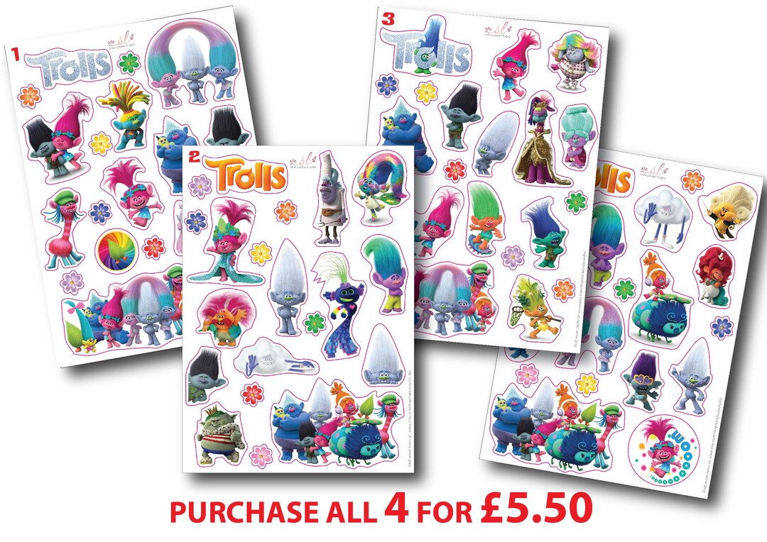Trolls Stickers - Disney Labels - Waterproof Vinyl Stickers - Sticker ...