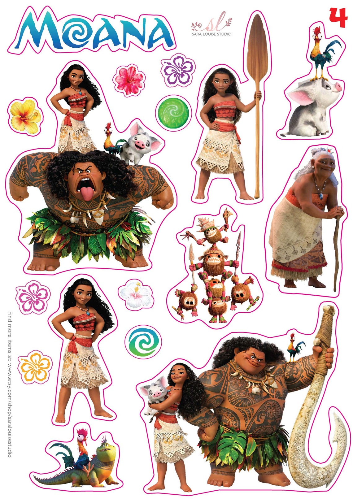 Disney Moana Stickers Pegatinas de vinilo impermeables | Etsy
