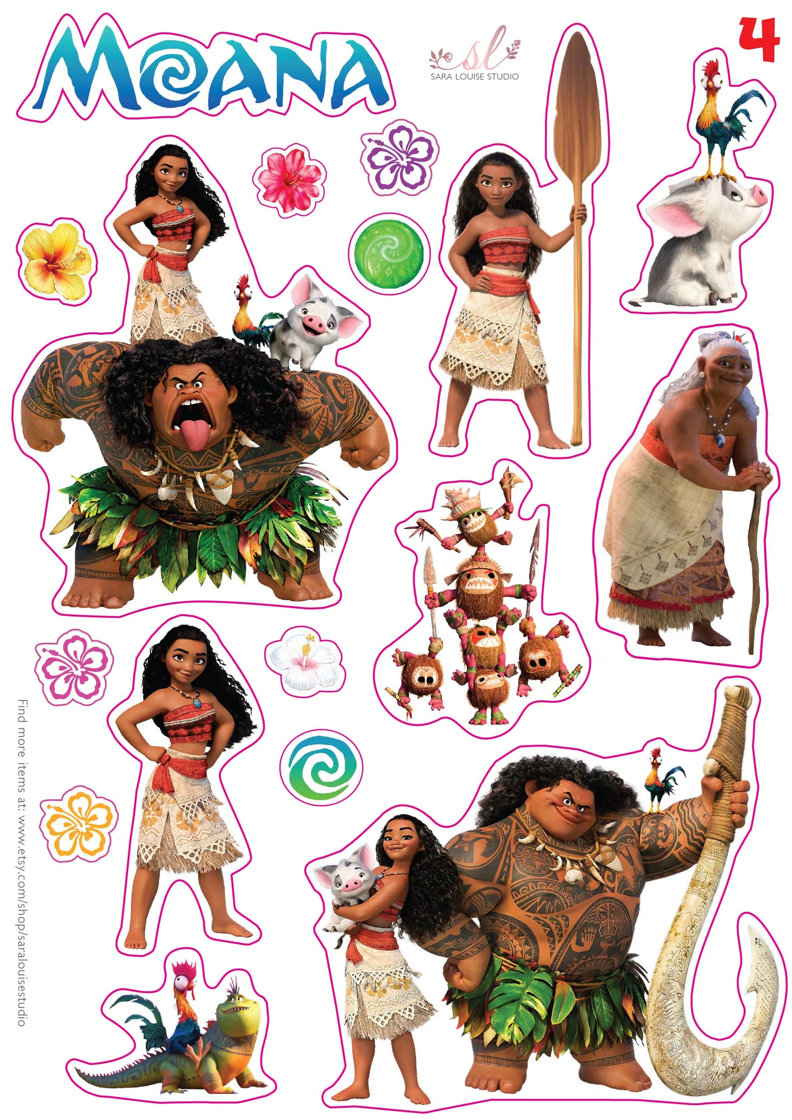 Disney Moana Stickers Waterproof Vinyl Stickers Sticker - Etsy