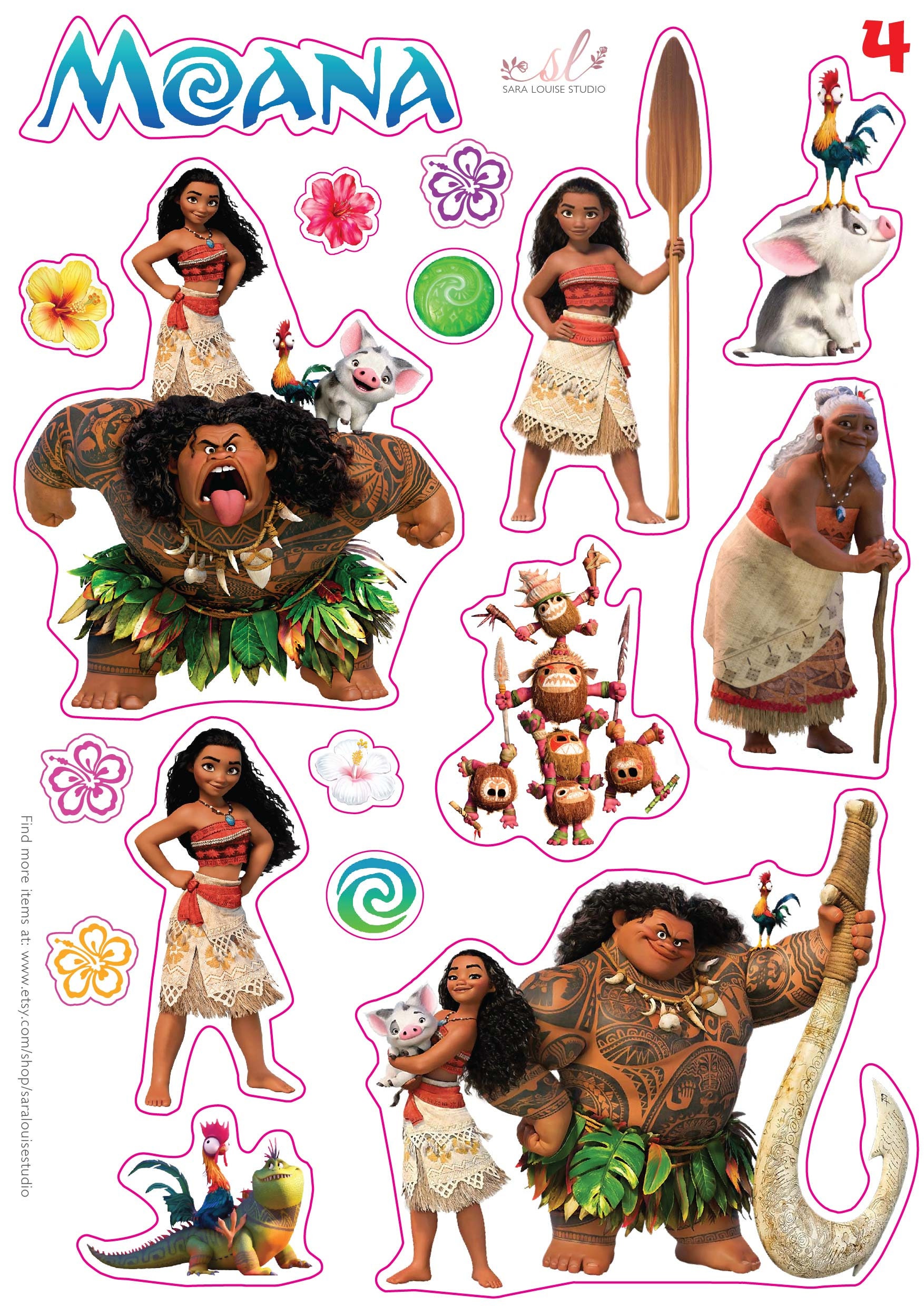 Disney Moana Stickers - Waterproof Vinyl Stickers - Sticker Sheet ...