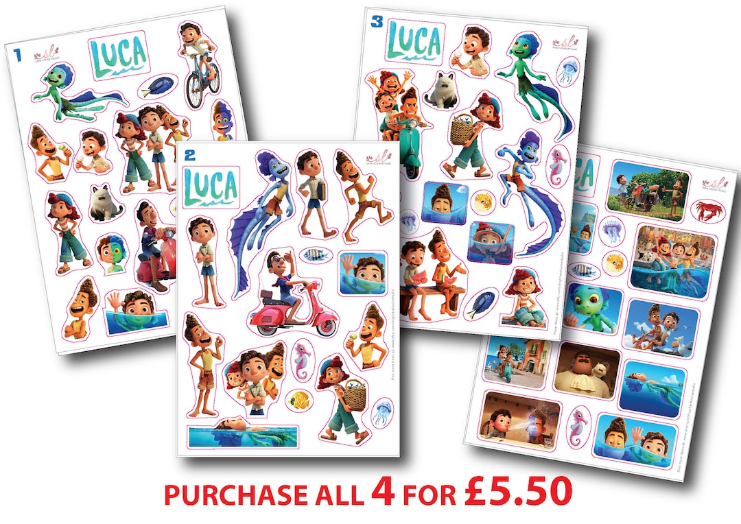 Disney Luca Stickers - Waterproof Vinyl Stickers - Sticker Sheet ...