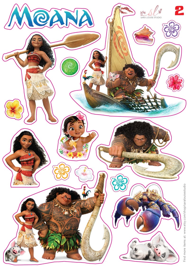 Disney Moana Stickers - Waterproof Vinyl Stickers - Sticker Sheet ...