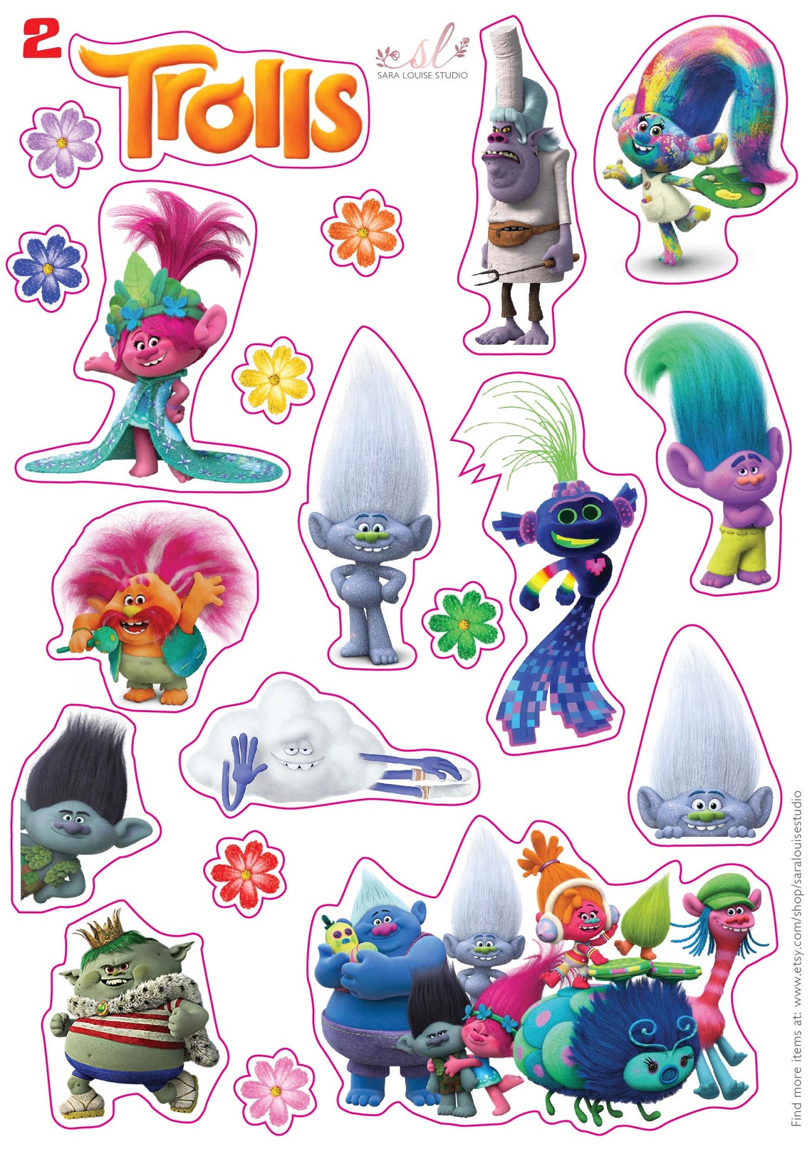 Trolls Stickers - Disney Labels - Waterproof Vinyl Stickers - Sticker ...