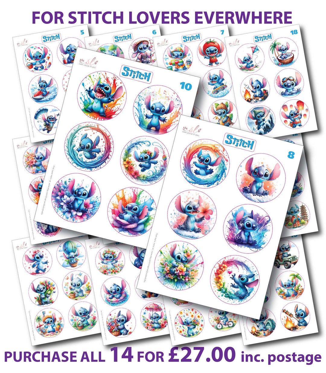Disney Stitch Bumper Pack - Stitch Comical Characters - Disney Labels ...
