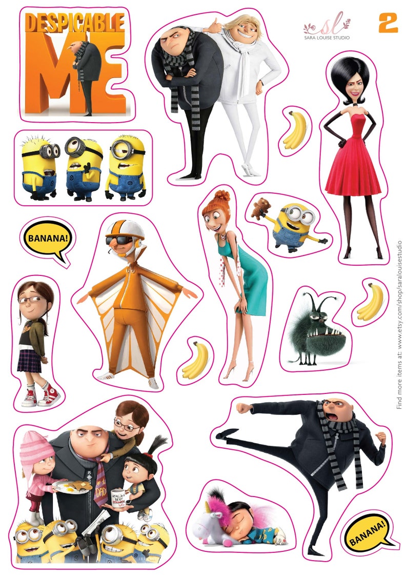 Despicable Me Minions Stickers: Waterproof Vinyl Sticker Sheet - Etsy
