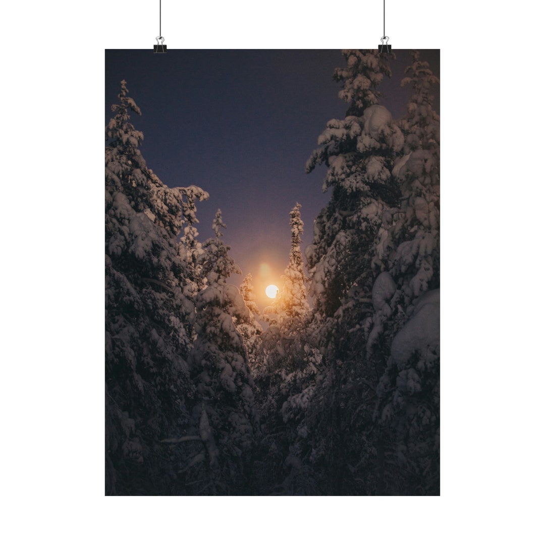 Full Moon At Blue Hour Poster Etsy