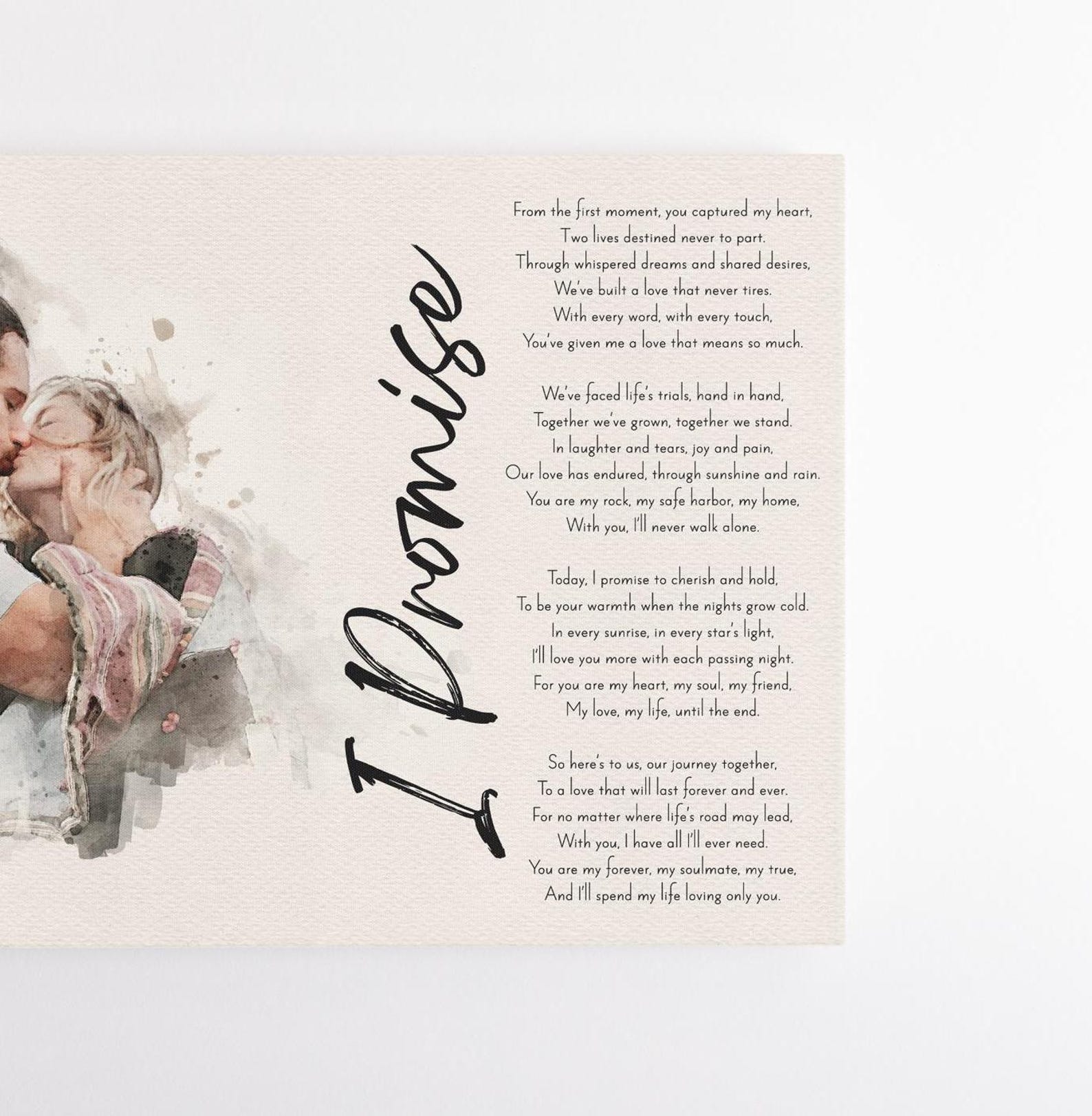 Custom Poem Canvas Print – Personalized Wedding Vows, Anniversary Gift ...