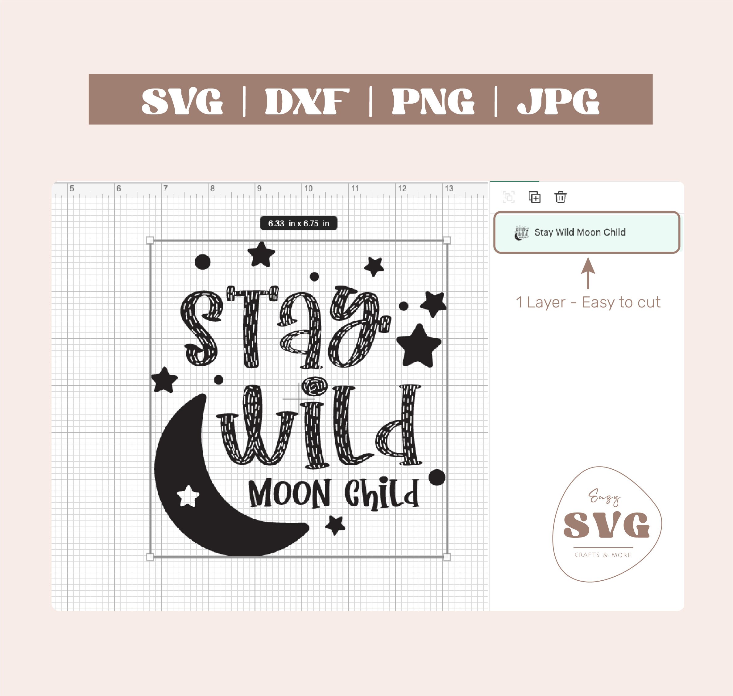 Stay Wild Moon Child SVG, Moon Child Svg, Moon Svg, Celestial Svg ...