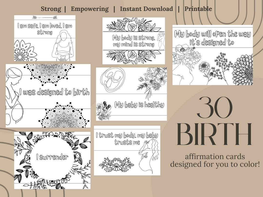 30 Printable Birth Affirmation Cards for Labor & Delivery | Mandala ...