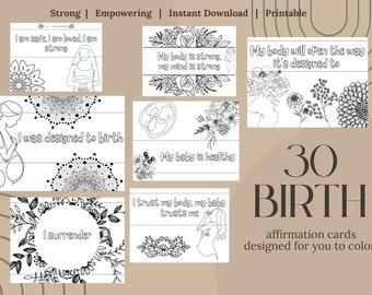 25 Printable Birth Affirmation Cards for Labor & Delivery | Mandala ...