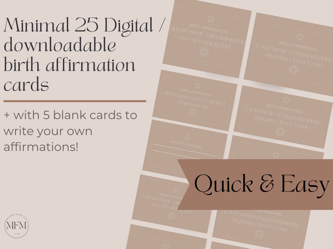 Birth Affirmation Cards Printable Cards Baby Shower Gift Digital ...