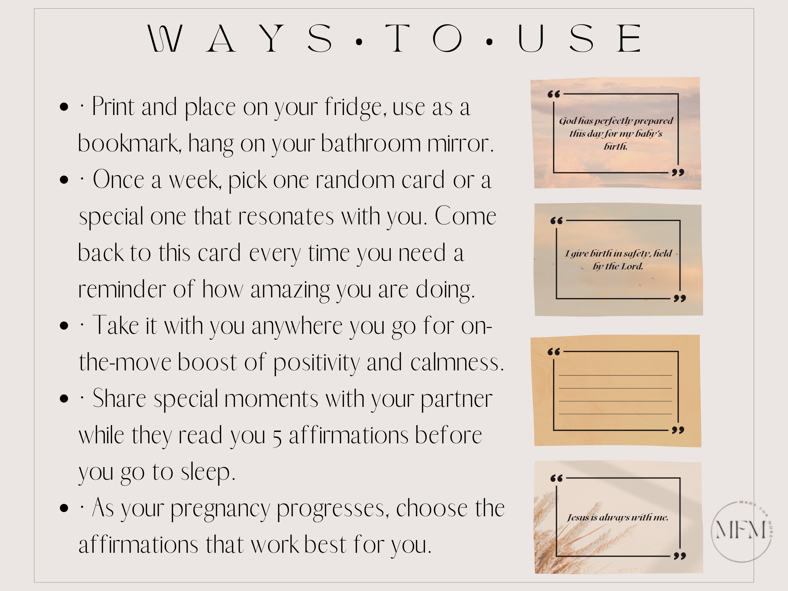 25 Printable Birth Affirmation Cards for Labor & Delivery | Scripture ...