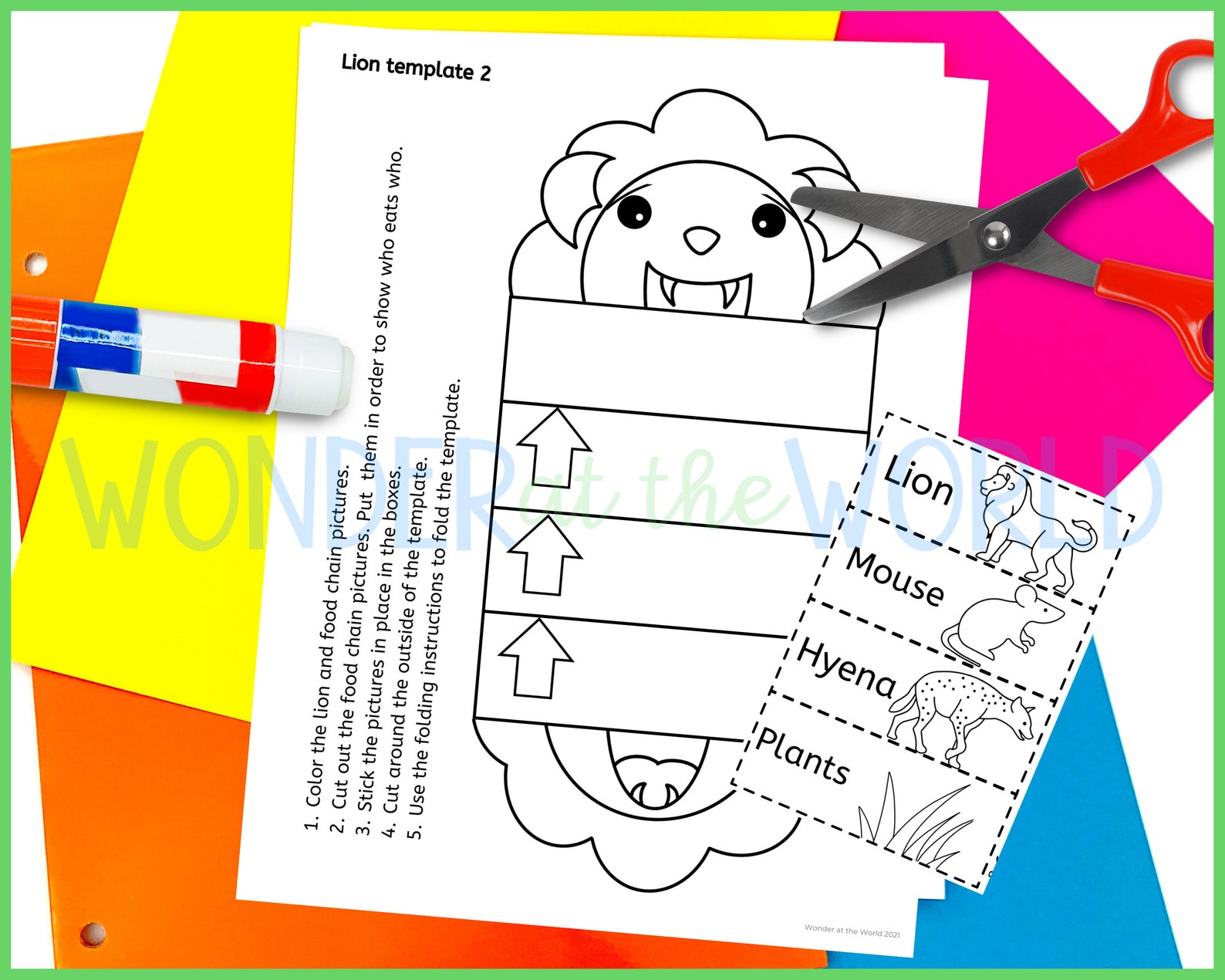 Food Chains Foldable Kids' Craft With Shark, Bear and Lion Templates ...