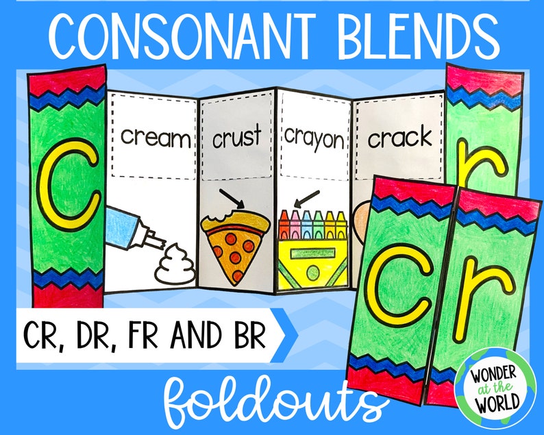 Kindergarten First Grade Consonant Blends Foldable Activity Digital Download Printable 11x8.5 ...
