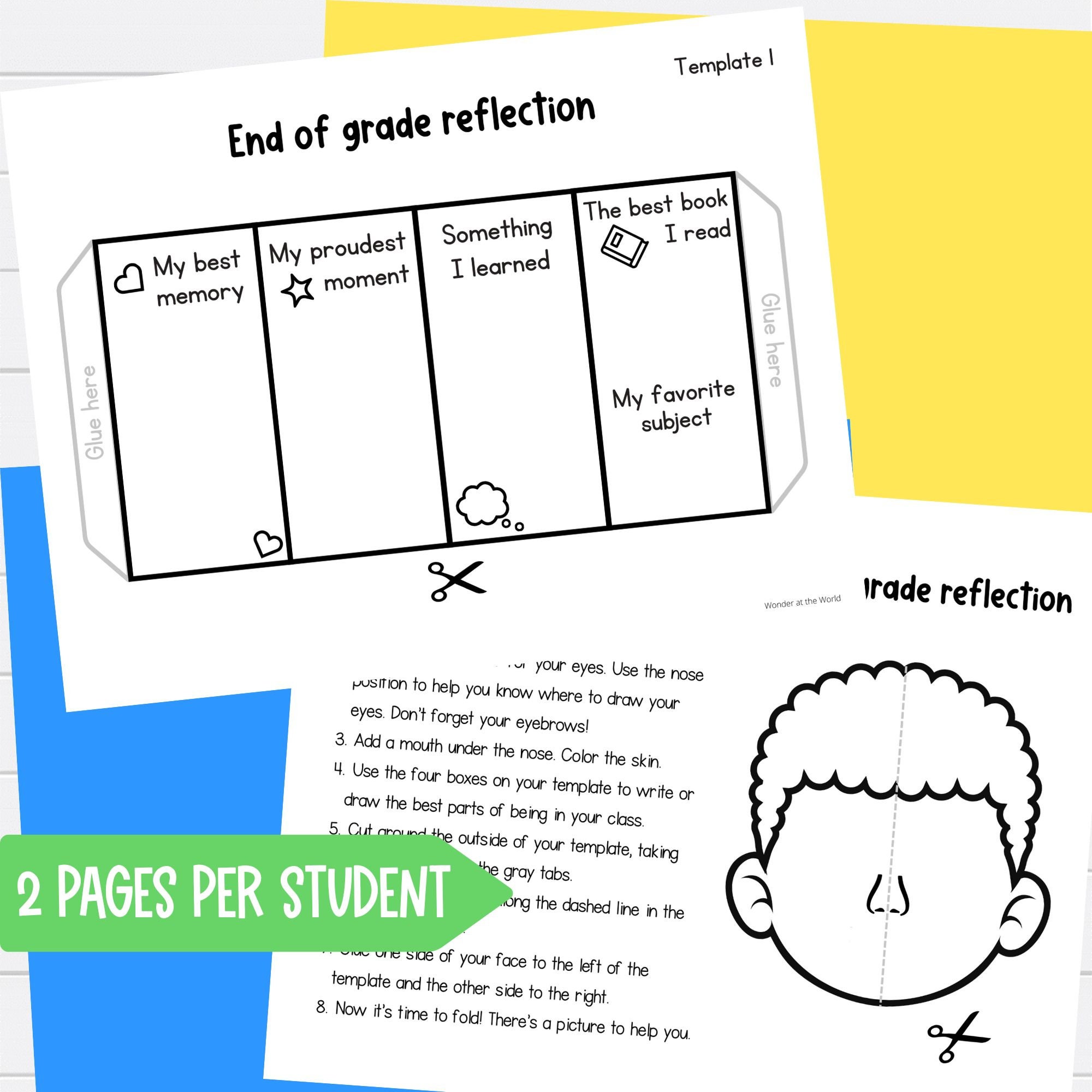 End of School Year Reflection Activity for First and Second Grade Last ...