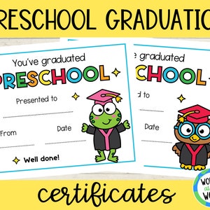 Preschool Graduation Certificates Editable PDF | End of Year Awards for ...