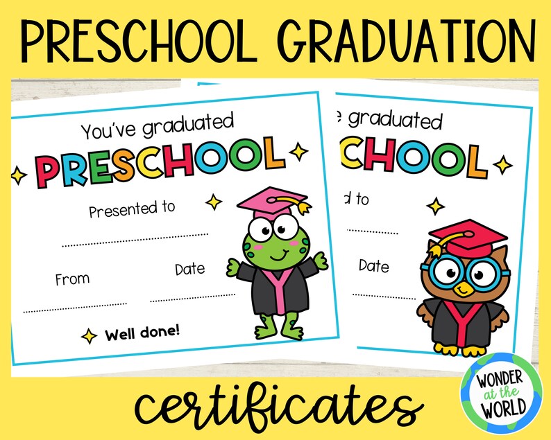 Preschool Graduation Certificates Editable PDF | End of Year Awards for ...