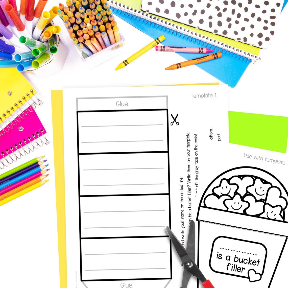 Bucket Filler Writing Craft Activity Kindness Bulletin Board Display ...
