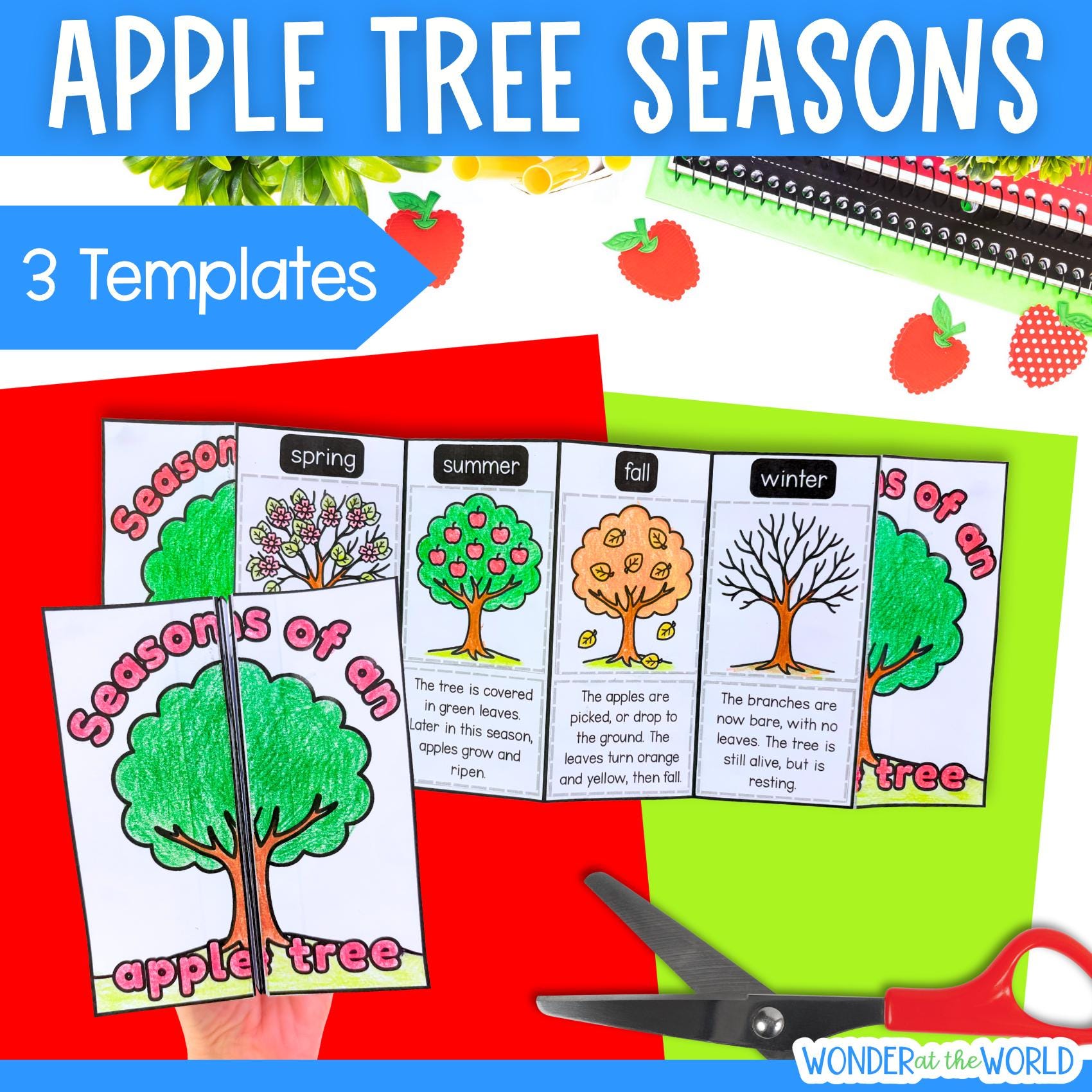 Apple Tree in 4 Seasons Cut and Paste Craft Activity Craftivity for ...
