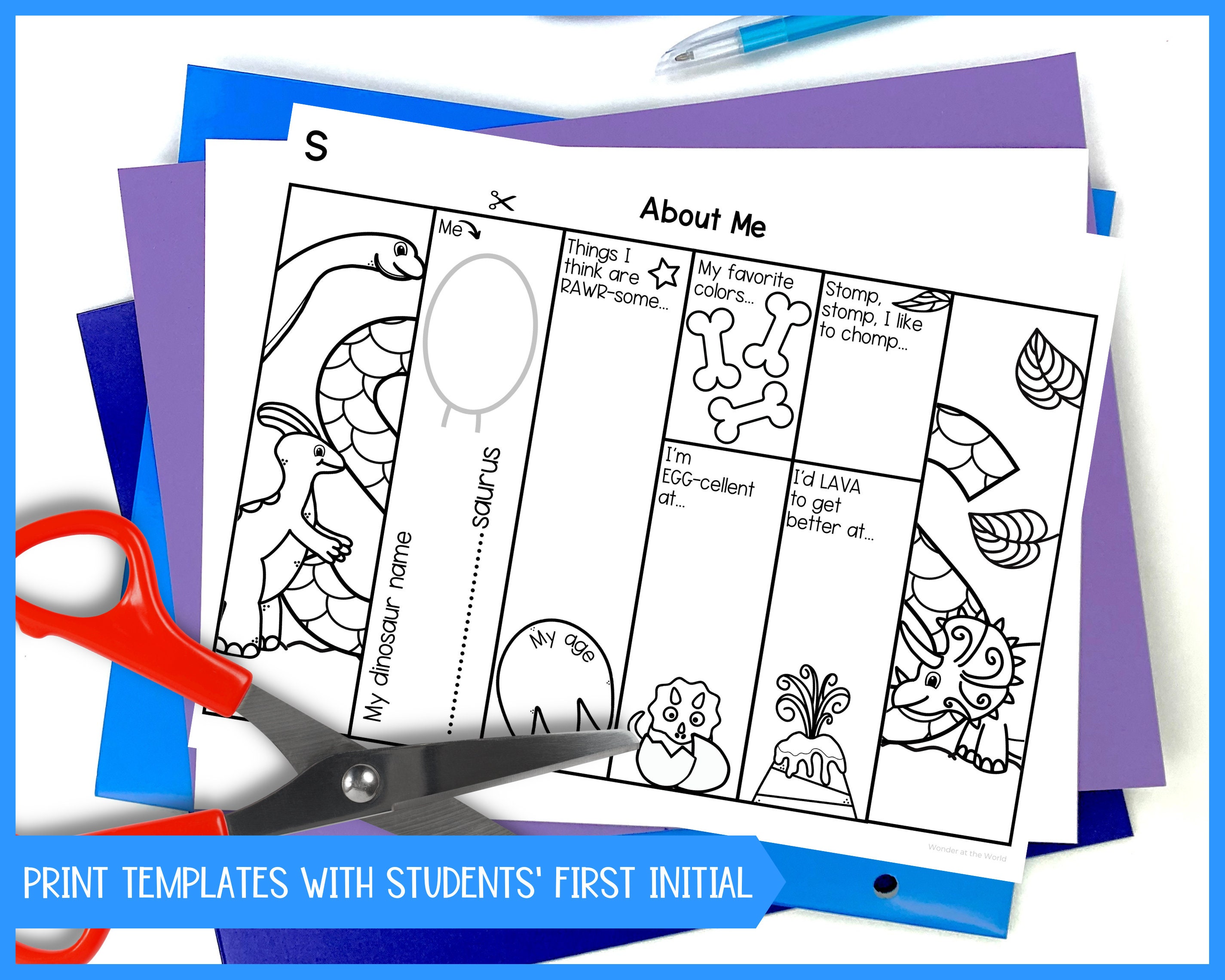 Dinosaur All About Me Class Back to School Foldable Mini-book Activity ...