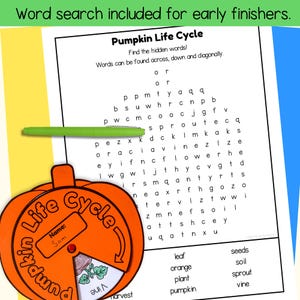 Life Cycle of a Pumpkin Spinner Wheel Sequencing Activity Fall Science ...