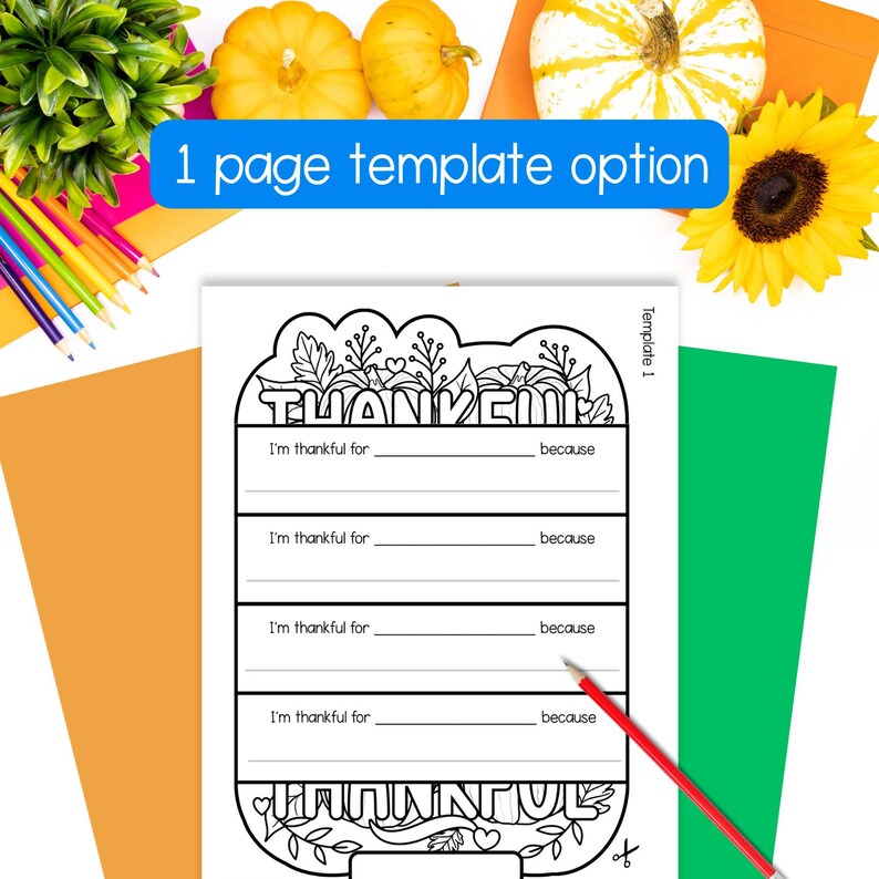 Thanksgiving Thankful Writing Craft Printable Activity for Second and ...