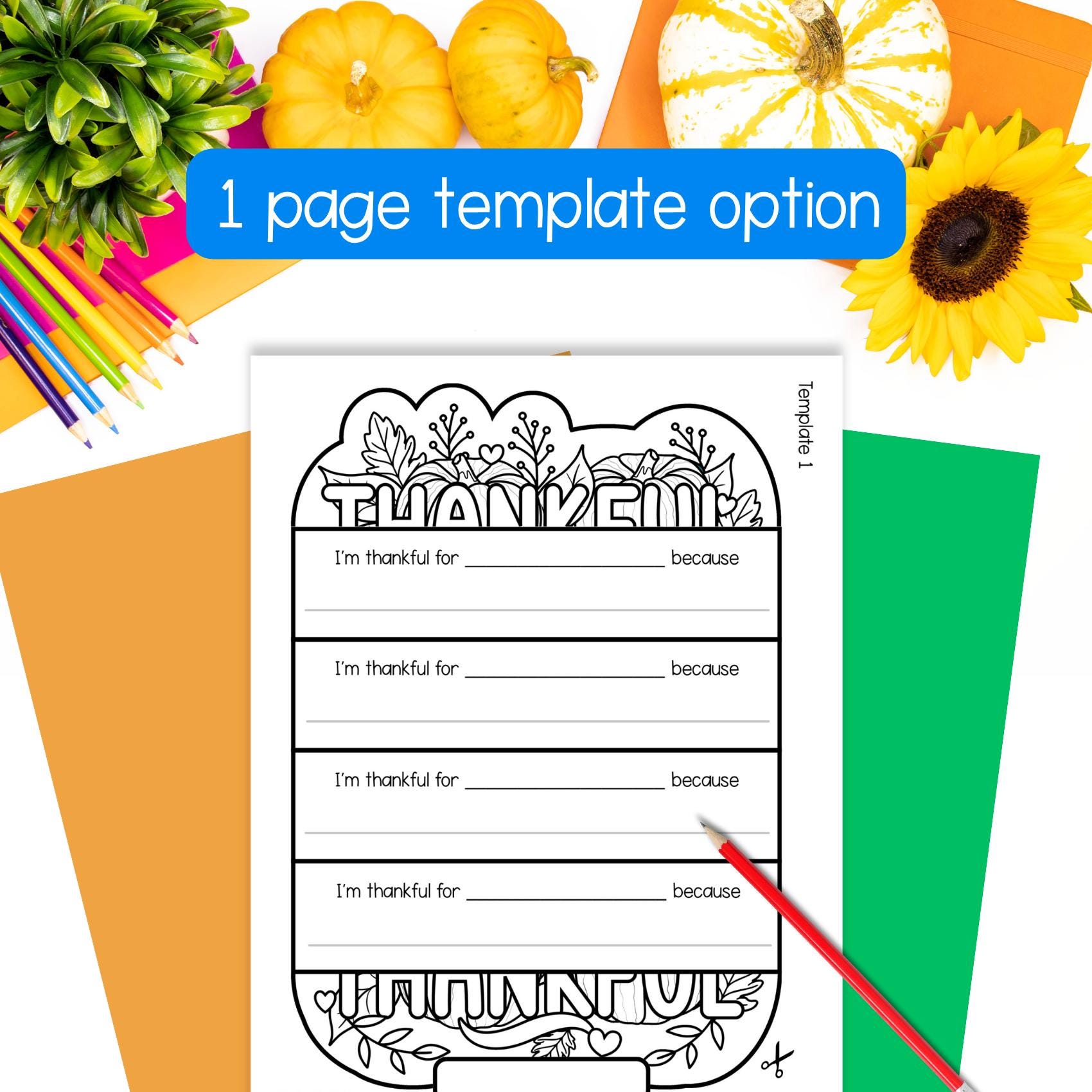 Thanksgiving Thankful Writing Craft Printable Activity for Second and ...