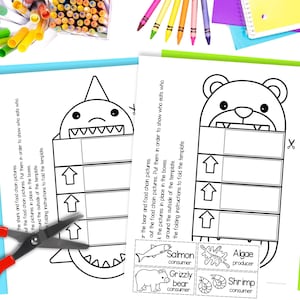 Food Chains Foldable Kids' Craft With Shark, Bear, Snake and Lion ...