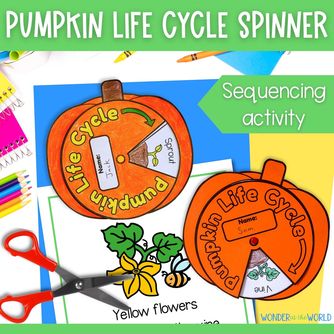 Life Cycle of a Pumpkin Spinner Wheel Sequencing Activity Fall Science ...