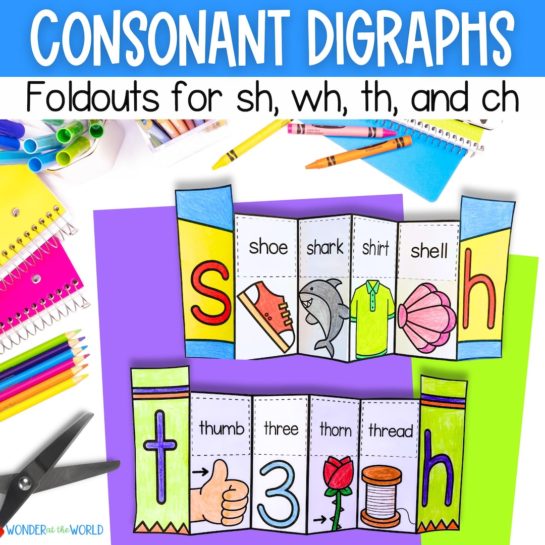 Consonant Digraphs Foldable Matching Activity | A4 and 11x8.5 Inch ...