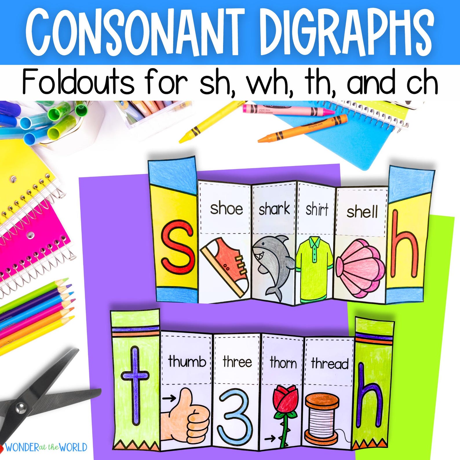 Consonant Digraphs Foldable Matching Activity | A4 and 11x8.5 Inch ...