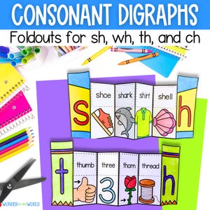 Consonant Digraphs Foldable Matching Activity | A4 and 11x8.5 Inch ...